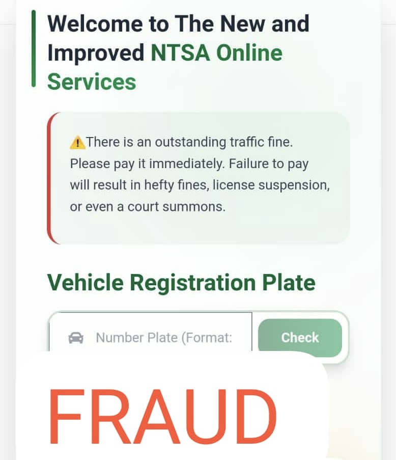 NTSA warns of fake SMS scam demanding payment for traffic fines