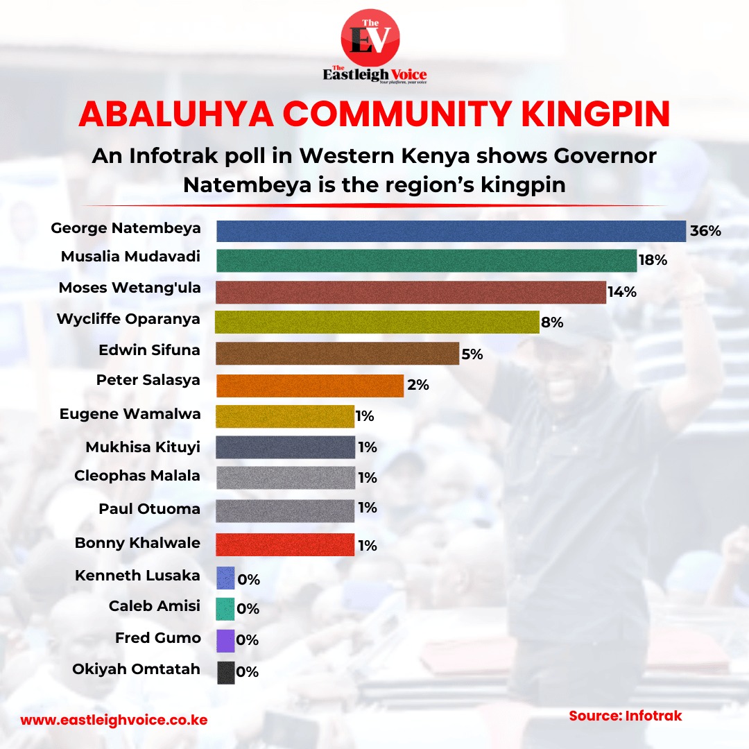 Natembeya tops Abaluhya influence poll with 36 per cent lead over rivals